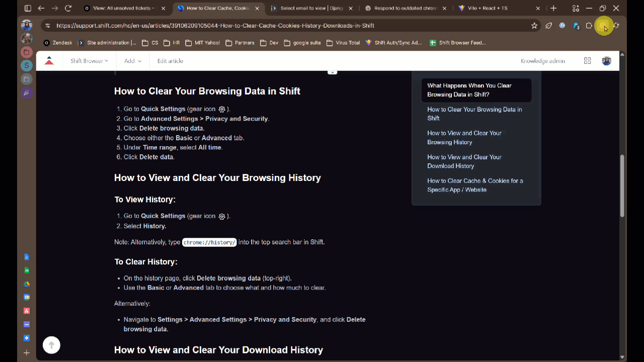 How to Clear Cache, Cookies, History & Downloads in Shift – Shift Browser